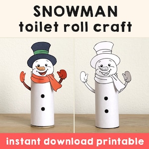 Snowman Toilet Paper Roll Craft Christmas Party Coloring Printable ...