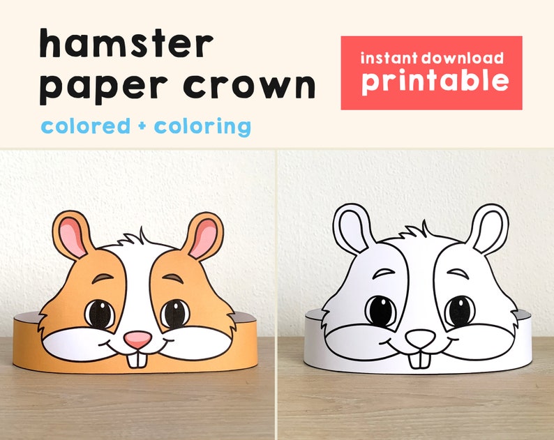 Hamster Paper Crown Headband Pet Animal Printable Kids Craft - Etsy