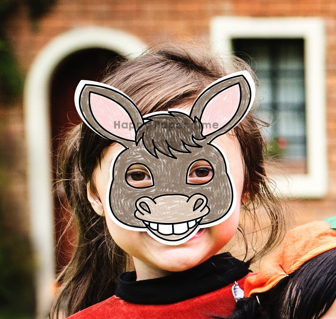 Donkey Mask Template Costume Kids Diy Farm Animal Party Fun Favor ...