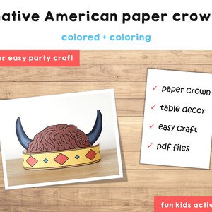 Native American Paper Craft Bison Headdress Crown Party Coloring ...