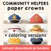 Community Helpers Paper Crowns Police Builder Farmer Nurse Mail Carrier ...