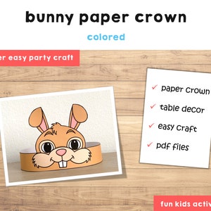 Bunny Paper Crown Headband Pet Animal Printable Kids Craft Rabbit Party ...
