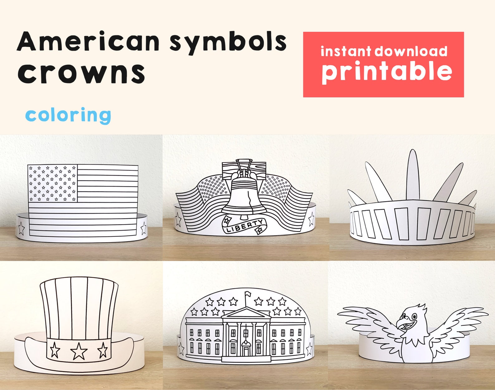 American Symbols Paper Crowns Flag 4th of July Patriotic - Etsy