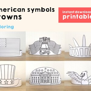 American Symbols Paper Crowns Flag 4th of July Patriotic Printable DIY ...