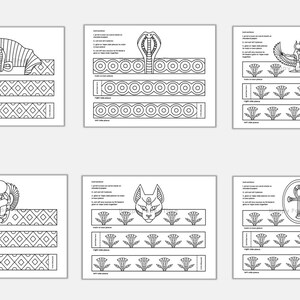 Ancient Egypt Paper Crowns Pharaoh Cobra Cleopatra Isis Scarab Cat Ankh ...