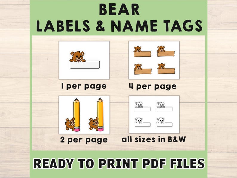 Bear Name Tags Classroom Labels Forest Animal Woodland Editable Files ...