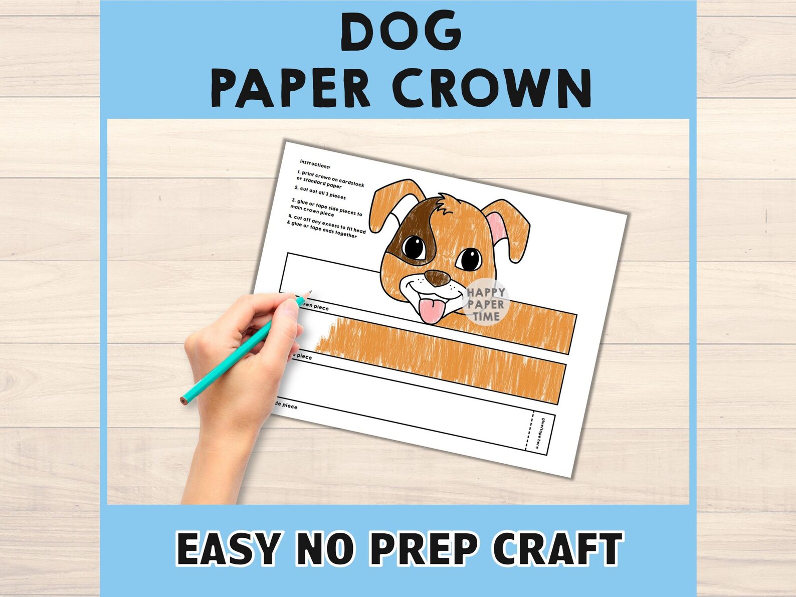 Dog Paper Crown Headband Pet Animal Coloring Printable Kids Craft Puppy ...