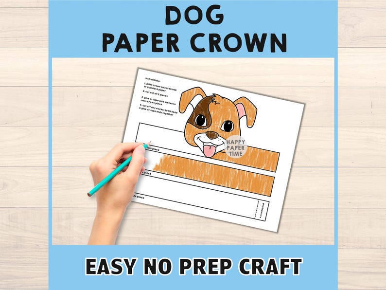 Dog Paper Crown Headband Pet Animal Coloring Printable Kids Craft Puppy ...