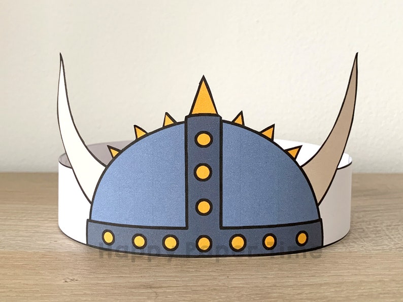Viking Paper Crown Activity Printable Kids Craft Helmet | Etsy