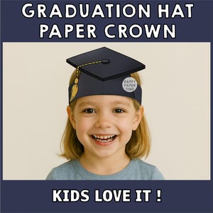 Graduation Cap Paper Crown Party Teacher Printable Kids Craft ...