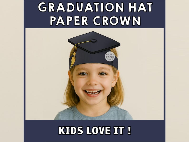 Graduation Cap Paper Crown Party Teacher Printable Kids Craft ...