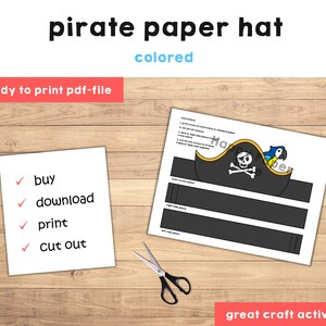 Pirate Hat Paper Crown Template Pirate Captain Costume Party Headband ...