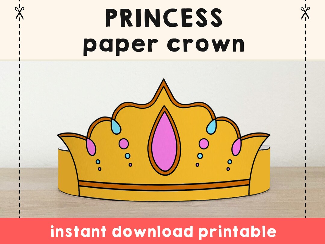 Princess Paper Crown Template Fantasy Medieval Party Headband Costume ...