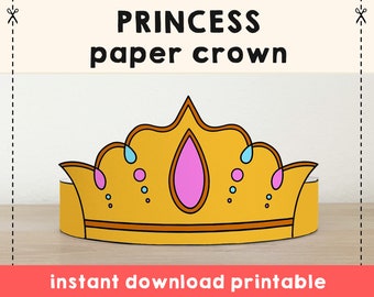 Heart Princess Paper Crown Colouring Printable Kids Craft Queen Costume ...