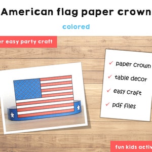 American Flag Paper Crown 4th of July Patriotic Headband Activity ...