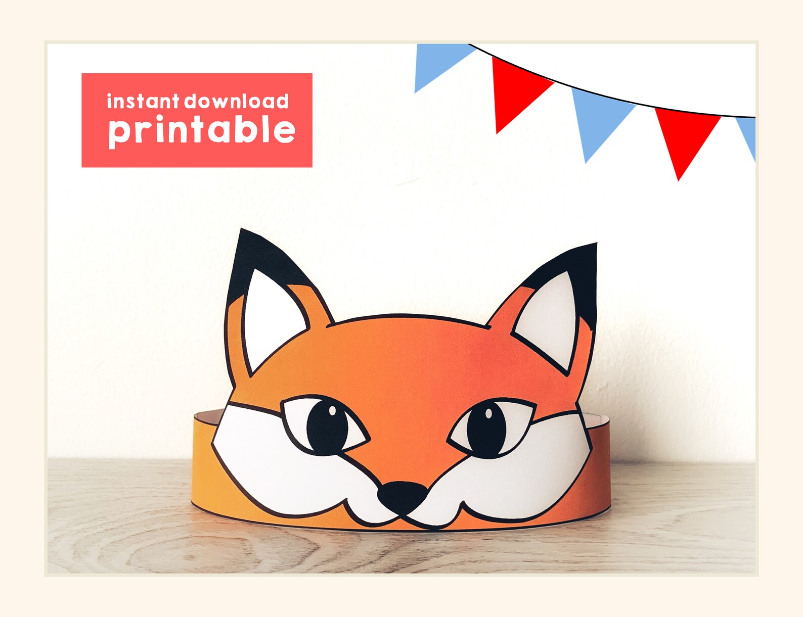 Fox Paper Crown activity Printable Kids Craft Woodland Forest | Etsy