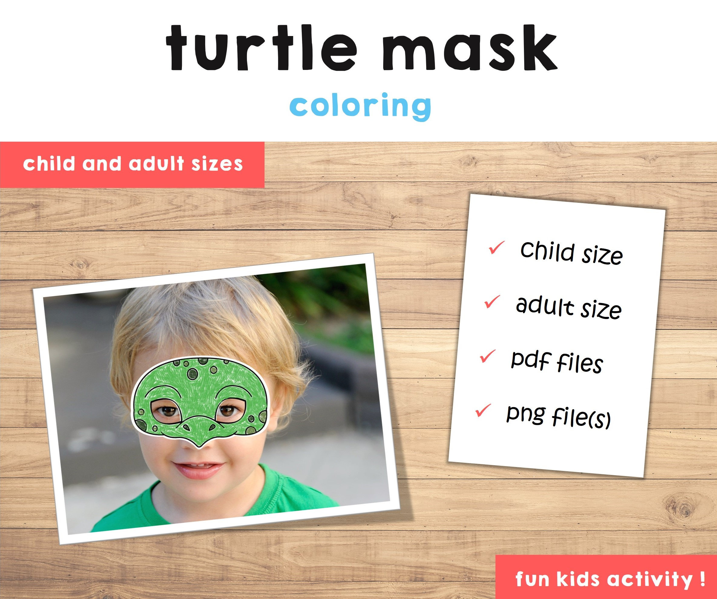 Turtle Mask Turtle Printable Mask Reptile Party Favor Turtle - Etsy Canada