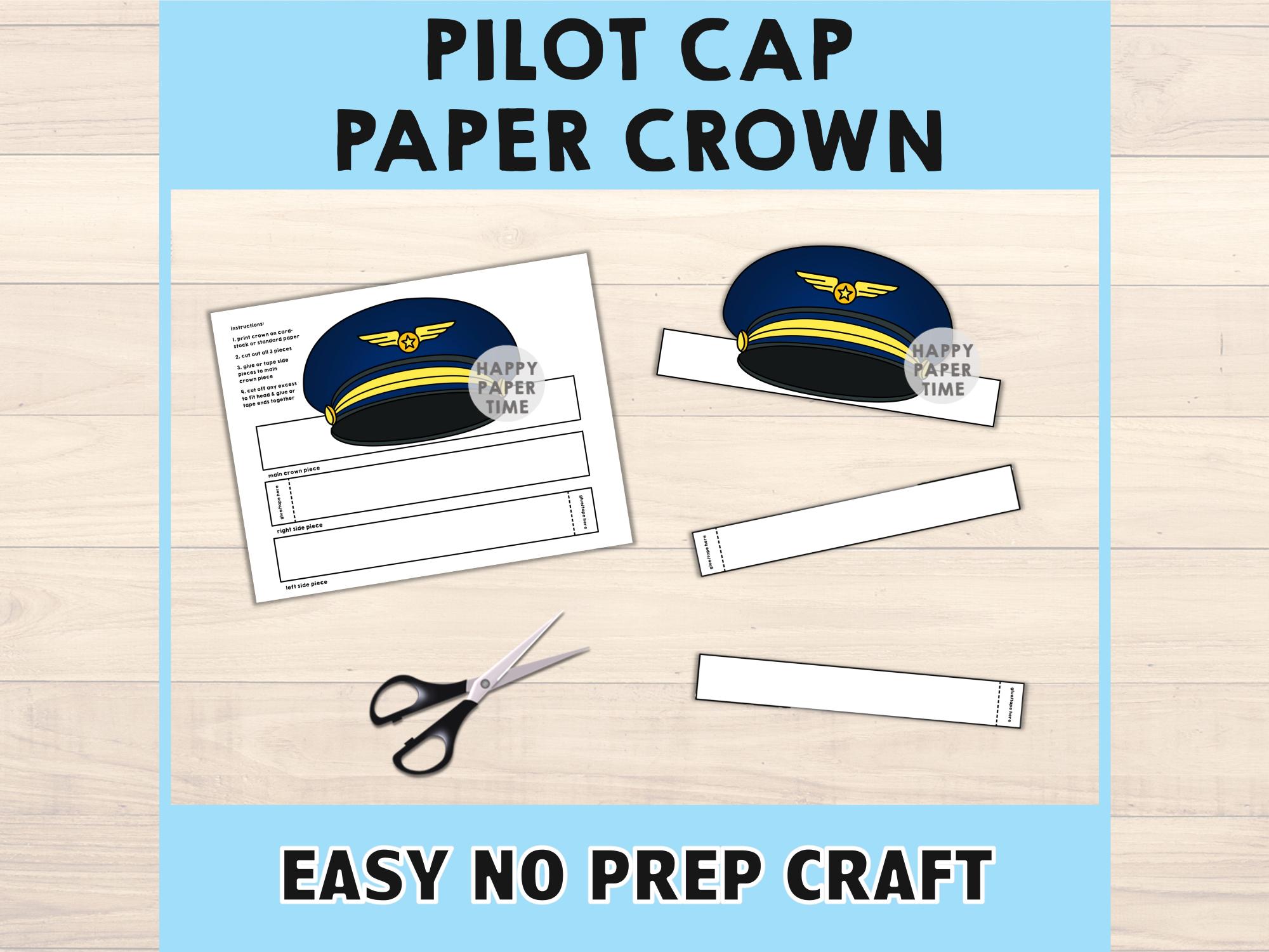 Pilot Cap Paper Crown Airline Party Printable Kids Craft Community ...