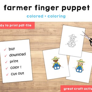 Farmer Paper Craft Printable Community Helper Finger Puppet Kids Farm ...