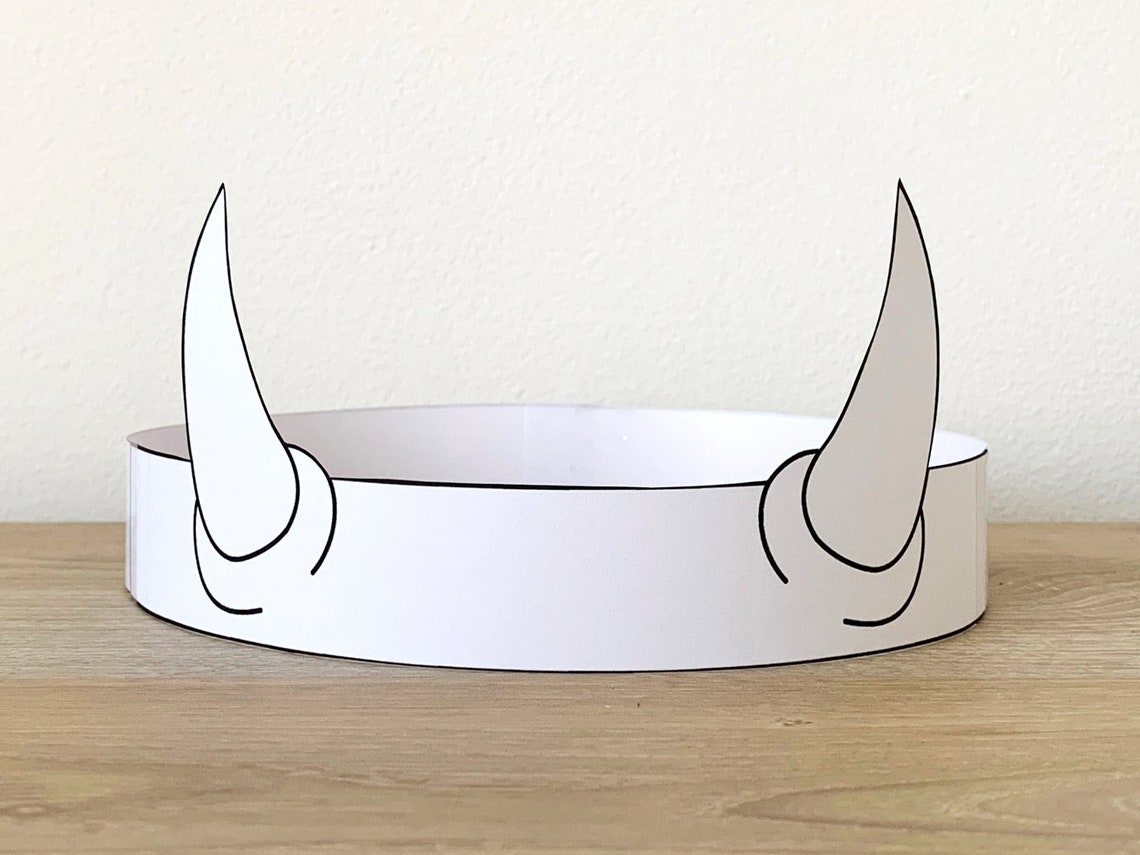 Devil Horns Paper Crown Party Coloring Printable Kids Craft - Etsy