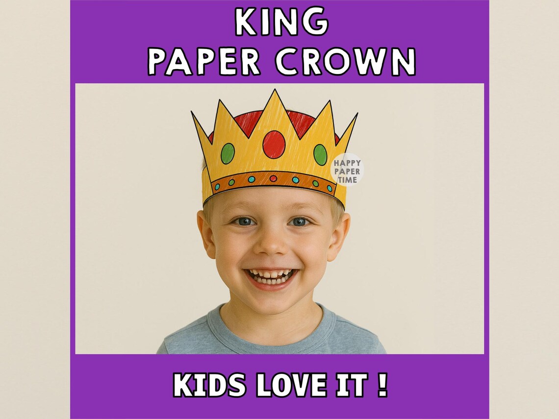 King Paper Crown Template Fantasy Medieval Party Headband Coloring ...
