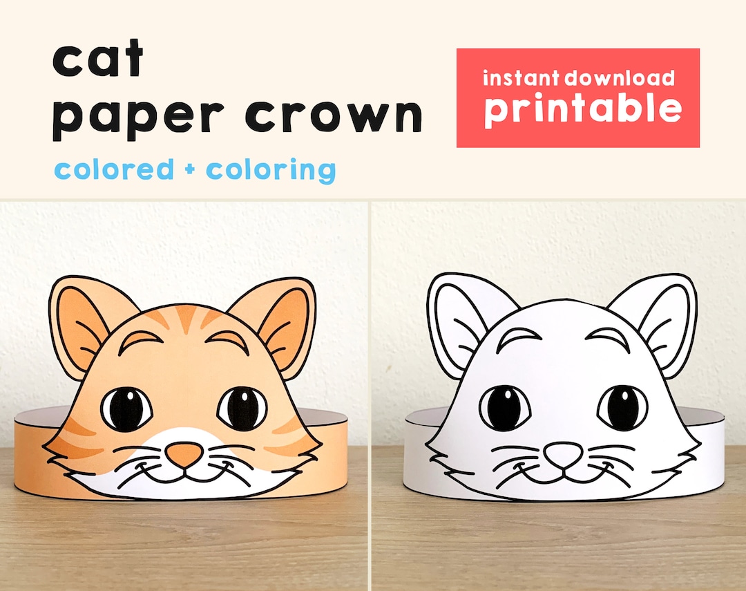 Cat Paper Crown Headband Pet Animal Printable Kids Craft Kitten Party ...