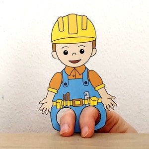 Construction Worker Paper Craft Printable Community Helper Finger ...