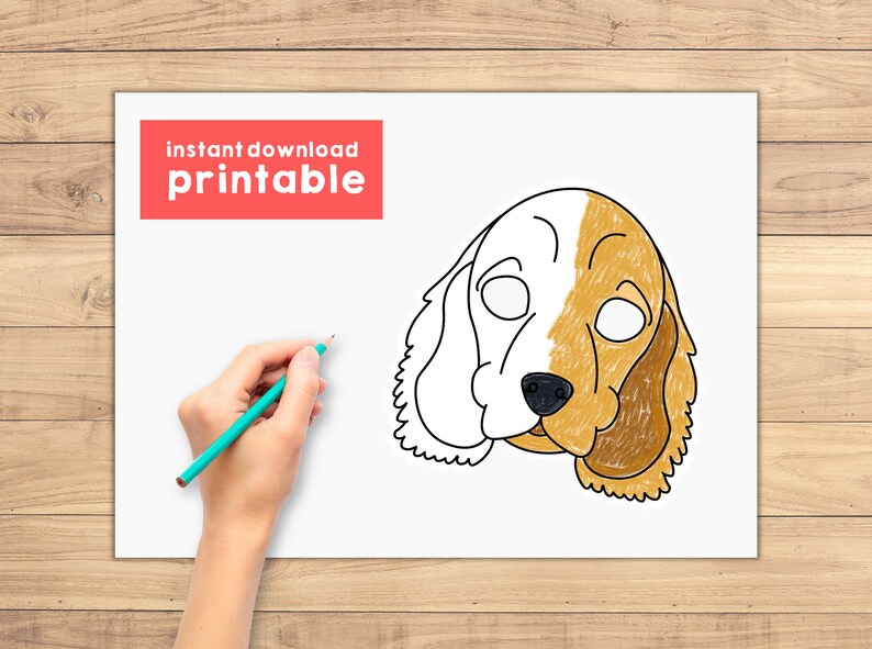 Cocker Spaniel Dog Mask Animal Mask Party Favor King Charles Printable ...