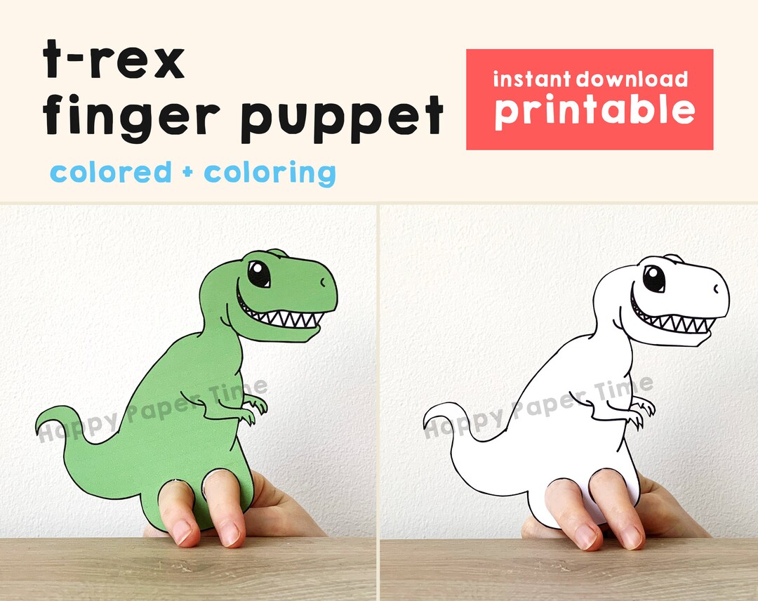 Dinosaur T-rex Paper Craft Printable Finger Puppet Kids Craft - Etsy