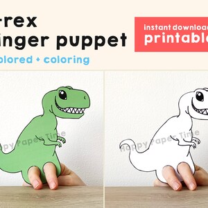 Dinosaur T-rex Paper Craft Printable Finger Puppet Kids Craft - Etsy
