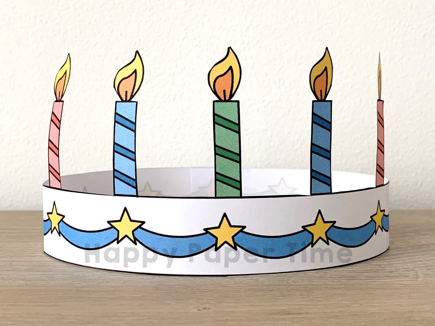 Birthday Paper Crown Party Coloring Printable Kids Craft Cake - Etsy