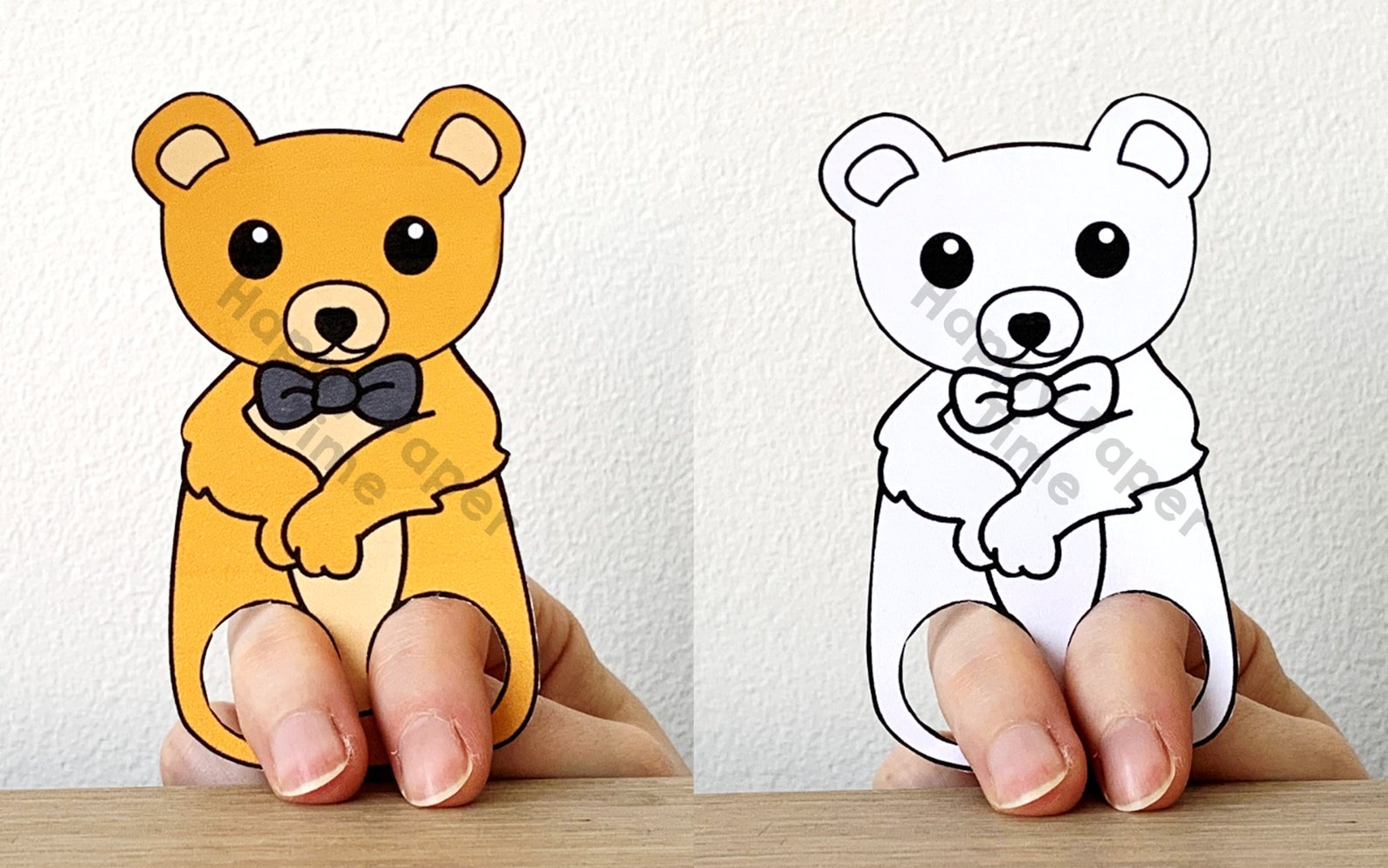Bear Paper Craft Printable Woodland Animal Finger Puppet Kids | Etsy