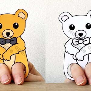 Bear Paper Craft Printable Woodland Animal Finger Puppet Kids Craft ...
