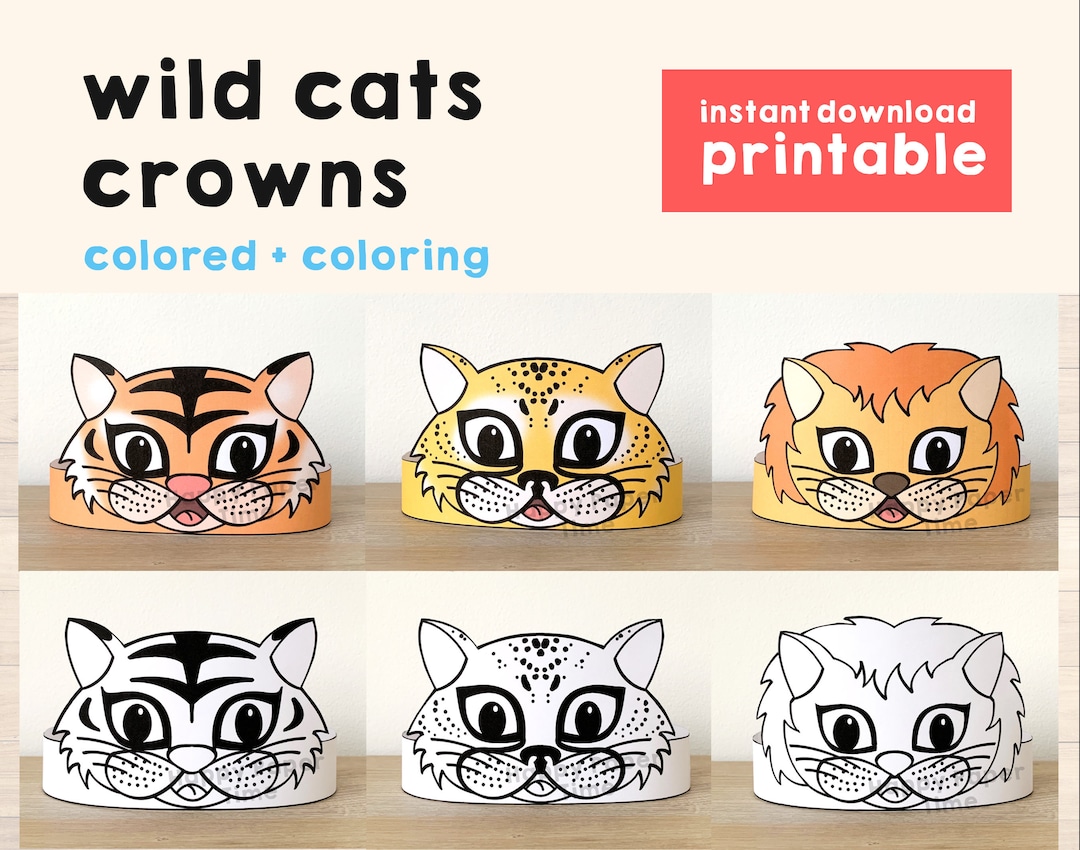 Tiger Crown, Cheetah Crown, Lion Crown; Animals Paper Activity ...