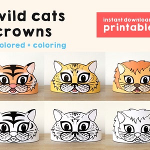 Tiger Crown, Cheetah Crown, Lion Crown; Animals Paper Activity ...
