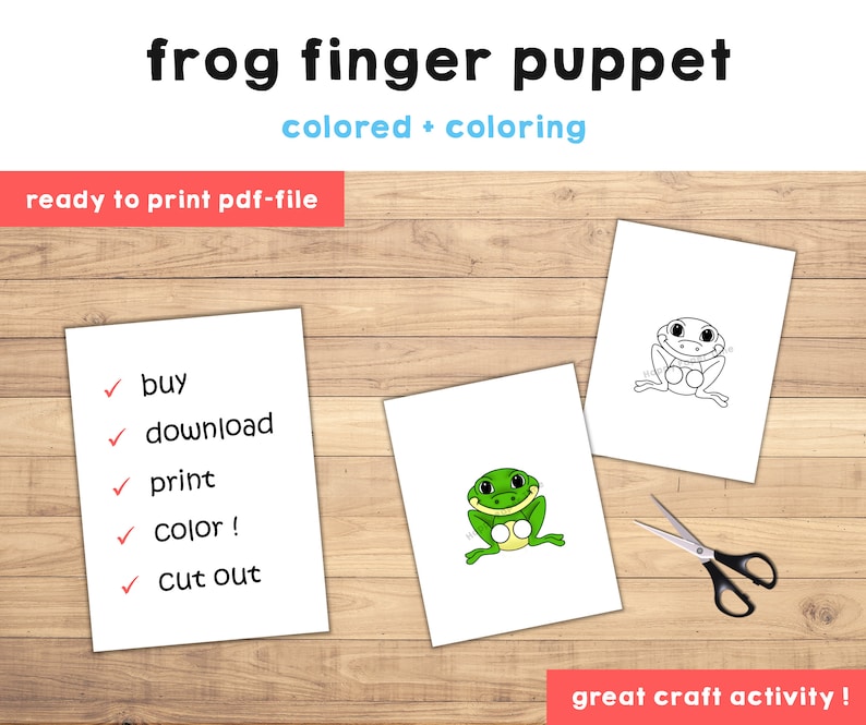 Frog Paper Craft Printable Pond Animal Finger Puppet Kids Craft ...