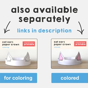 Cat Ears Paper Crown Party Coloring Printable Kids Craft Kitten Pussy ...