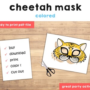 Cheetah Party Favor Mask Printable Cheetah Costume Mask Jungle Animal ...