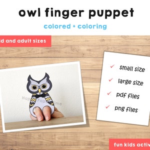 Owl Paper Craft Printable Woodland Animal Finger Puppet Kids Craft Owl ...