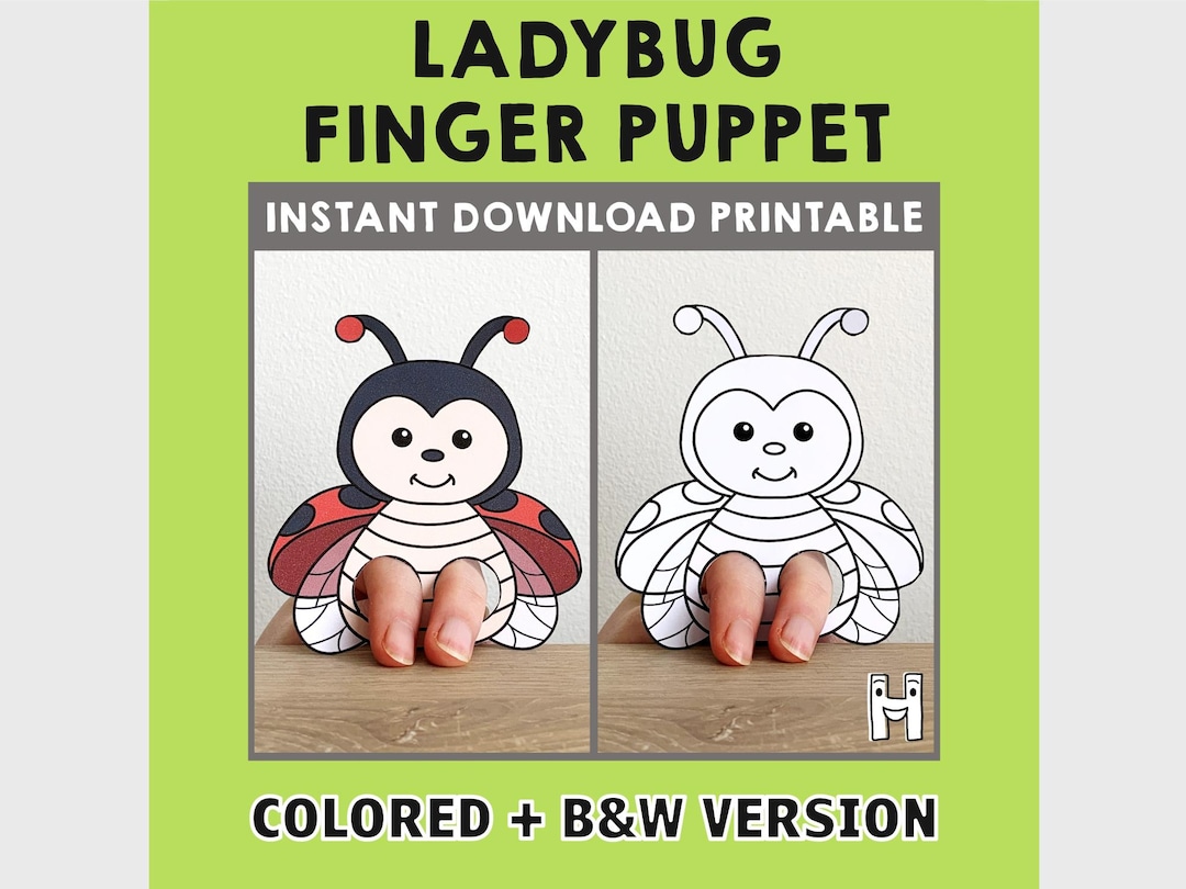 Ladybug Paper Craft Finger Puppet Coloring Activity Bugs Insects ...