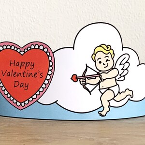 Valentine's Day Paper Crown Party Activity Cupid Printable Kids Easy ...