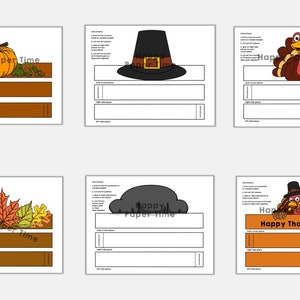 Thanksgiving Paper Crowns Activity Printable Kids Craft Hats Fall ...