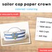 Sailor Hat Cap Paper Crown Party Coloring Printable Kids Craft Sea ...