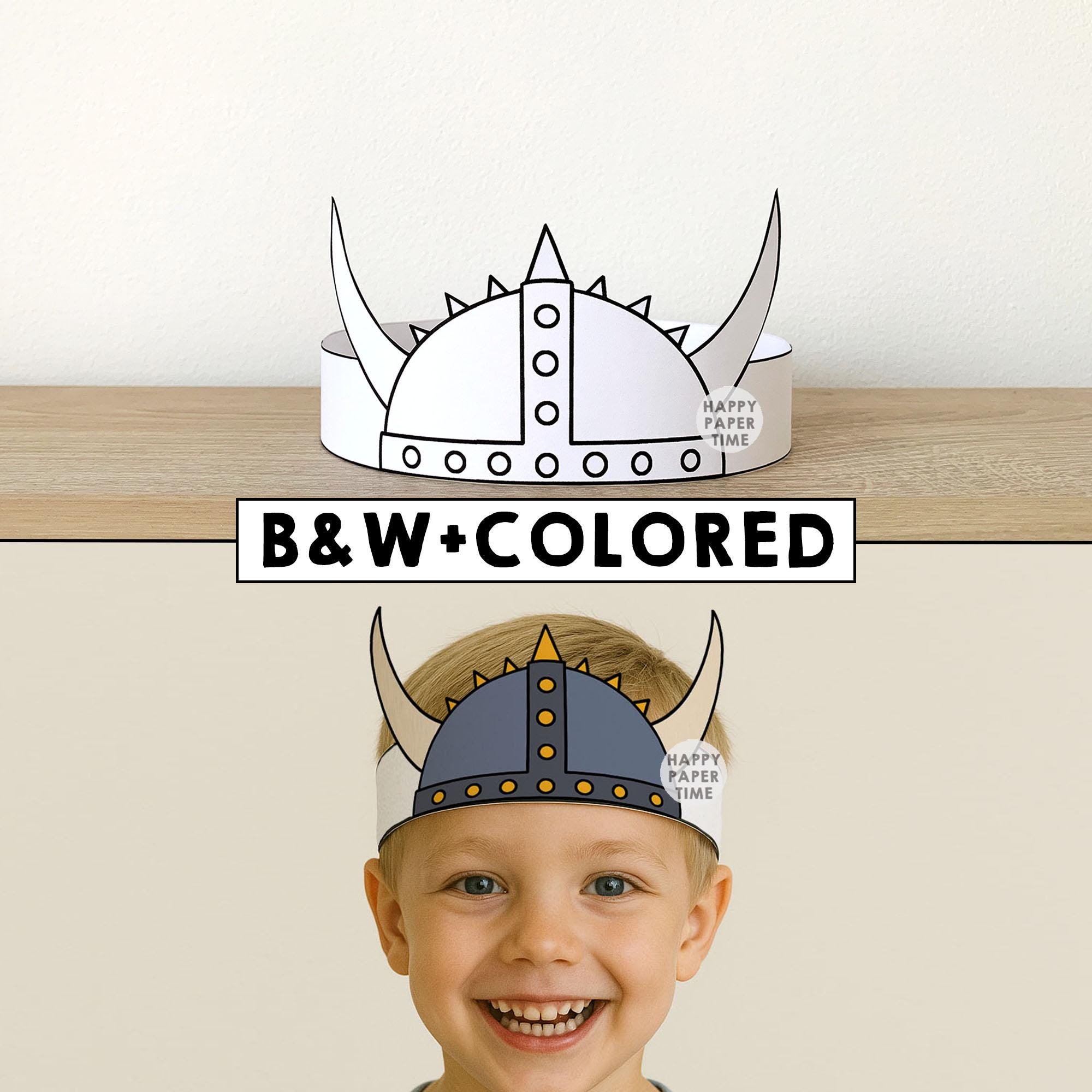 Viking Paper Crown Activity Printable Kids Craft Helmet Medieval ...