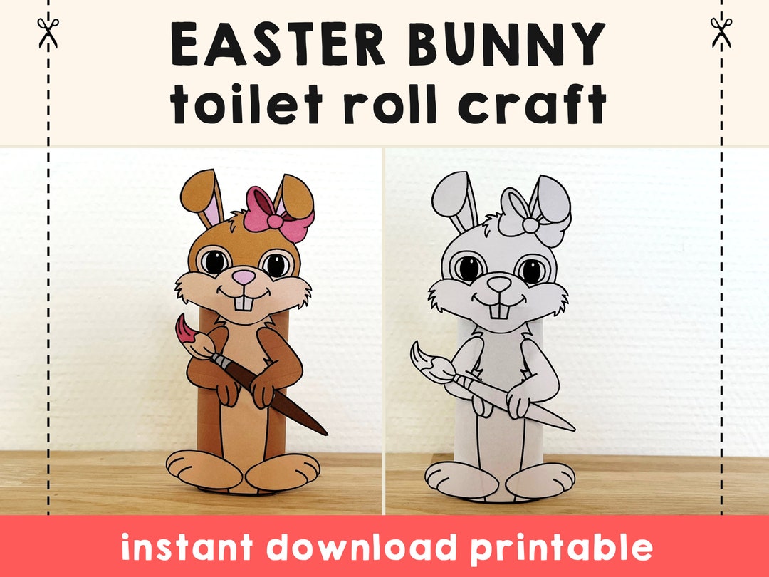 Easter Bunny Toilet Paper Roll Craft Rabbit Pets Easter Party Coloring ...