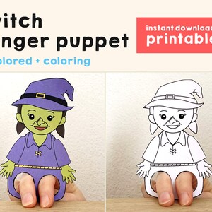 Witch Paper Craft Printable Halloween Spooky Day Finger Puppet - Etsy
