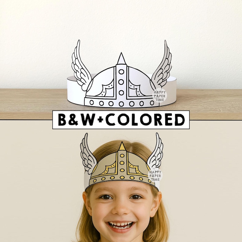 Viking Paper Crown Activity Printable Kids Craft Helmet Medieval ...