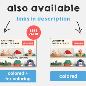 Christmas Paper Crowns Coloring Activity Printable Kids Craft Hats ...