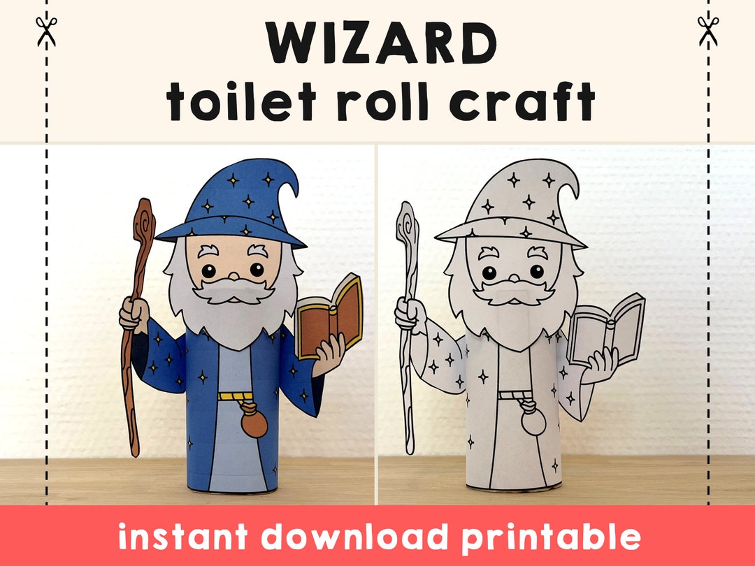 Wizard Toilet Paper Roll Craft Medieval Fantasy Party Coloring ...