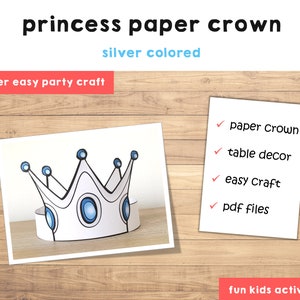 Princess Paper Crown Coloring Printable Kid Craft Princess Birthday ...